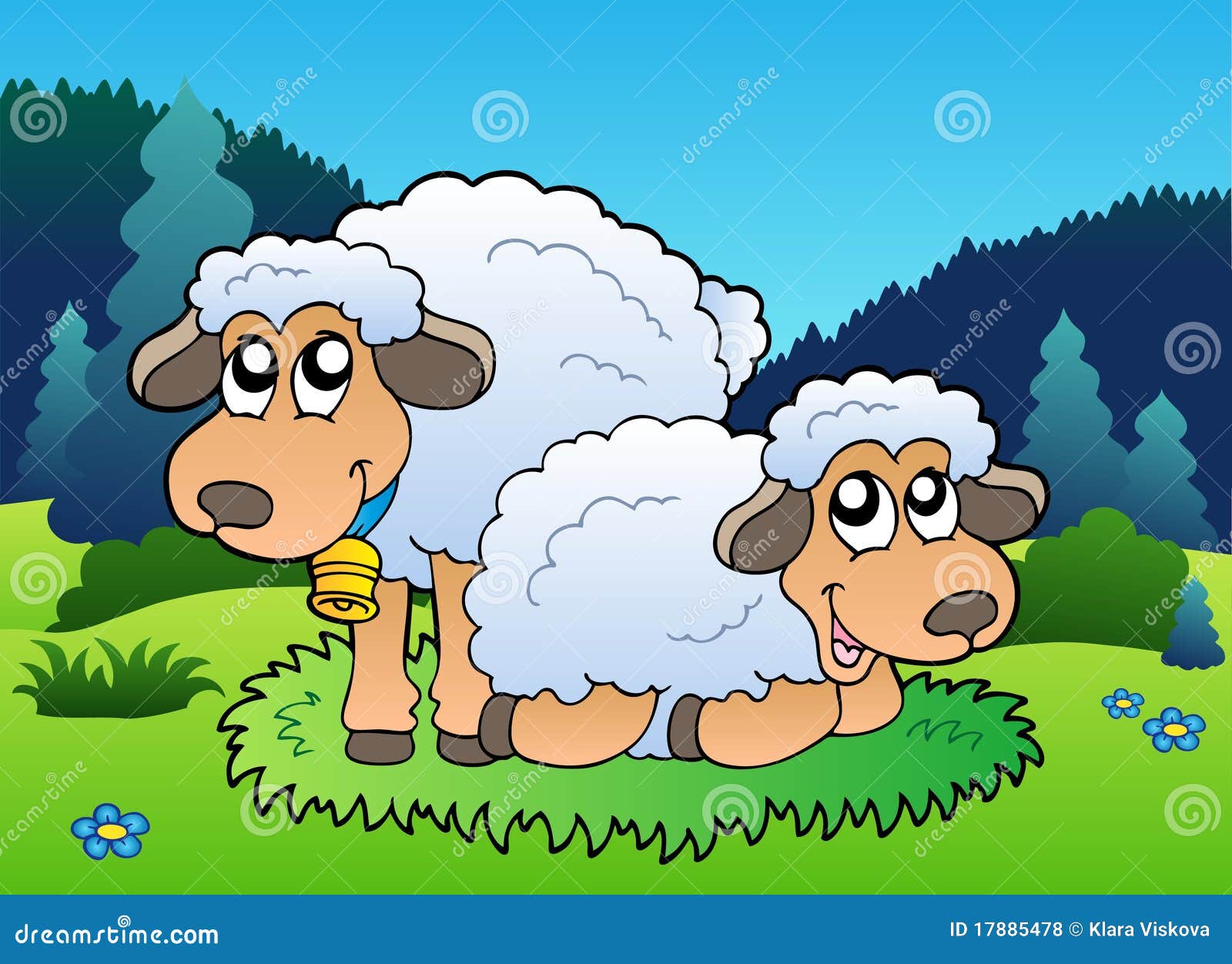 Two sheep on meadow stock vector. Illustration of cartoon - 17885478