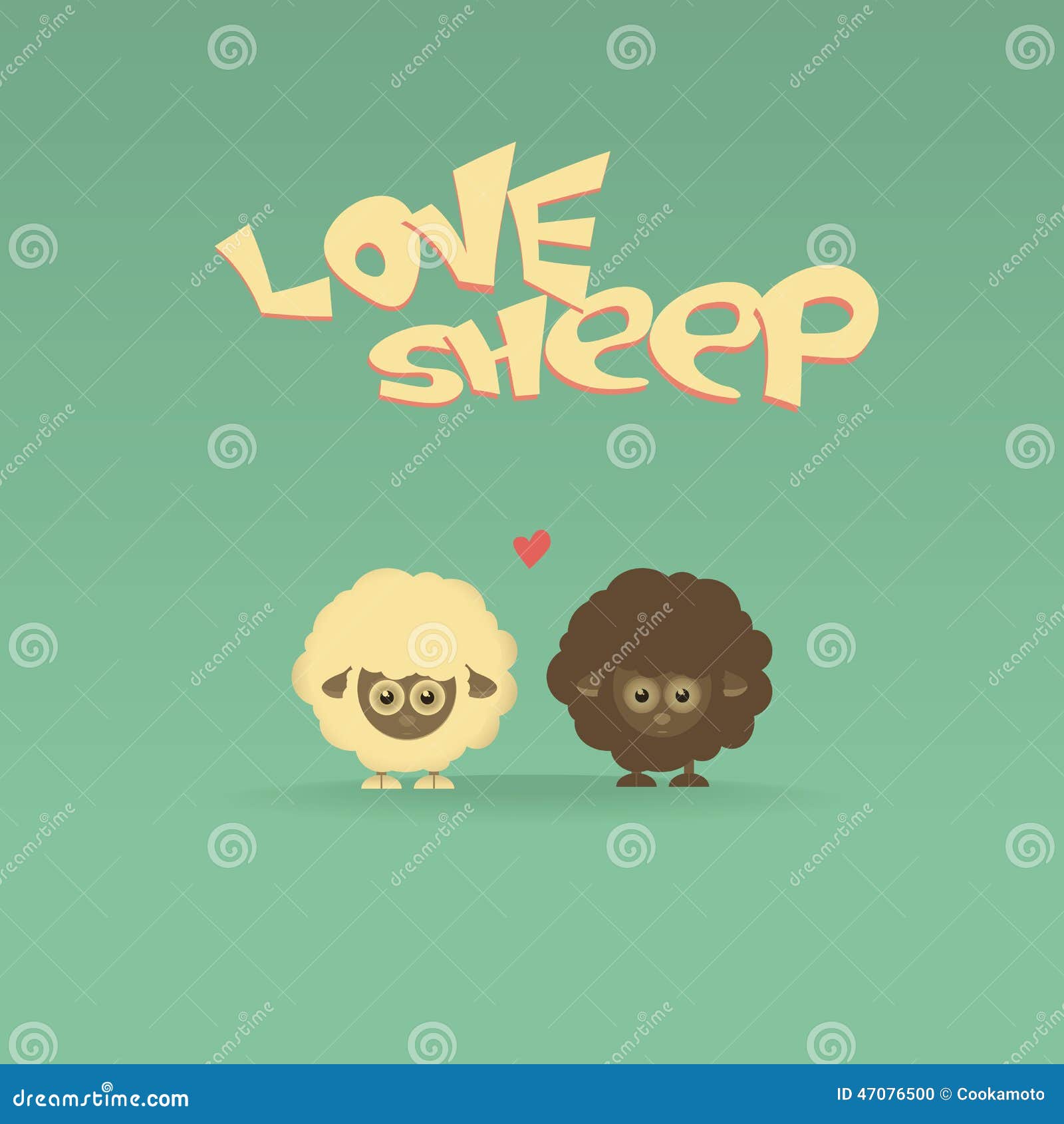 Two sheep with red heart stock vector. Illustration of farm - 47076500