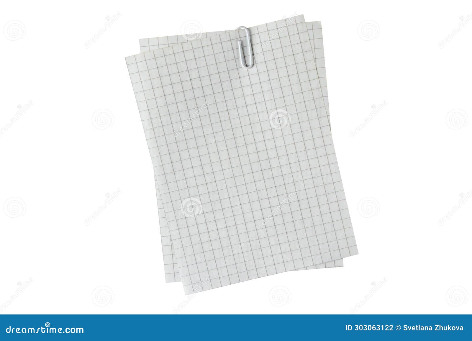 Two Sheets of Checkered Paper Held Together with a White Paper Clip ...