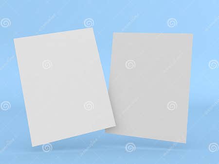 Two Sheets of A4 Paper on a Blue Background. Stock Illustration ...