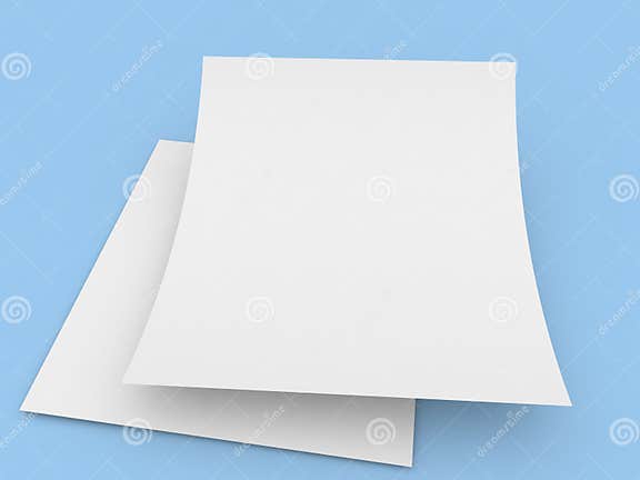 Two Sheets of A4 Paper on a Blue Background. Stock Illustration ...