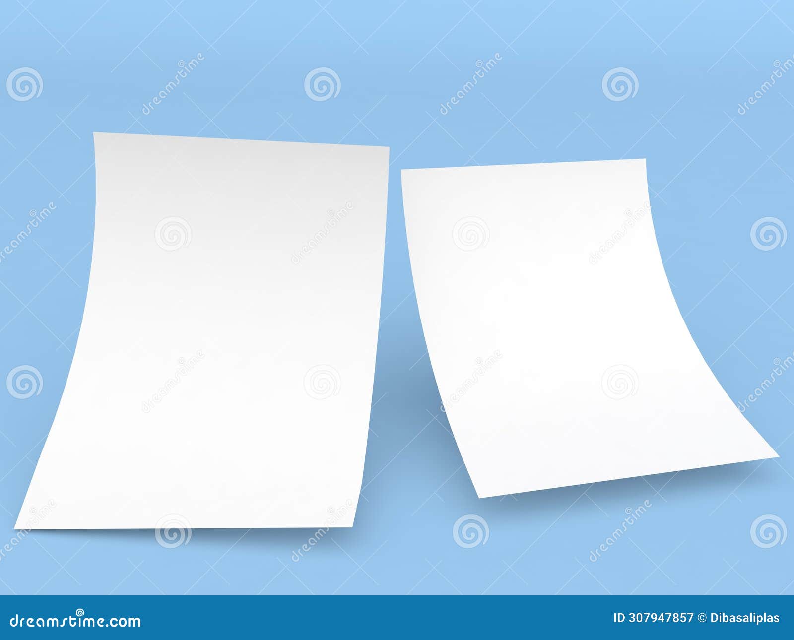 Two Sheets of A4 Paper on a Blue Background. Stock Illustration ...