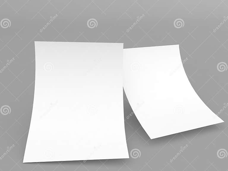 Two Sheets of A4 Paper on a Gray Background. Stock Illustration ...