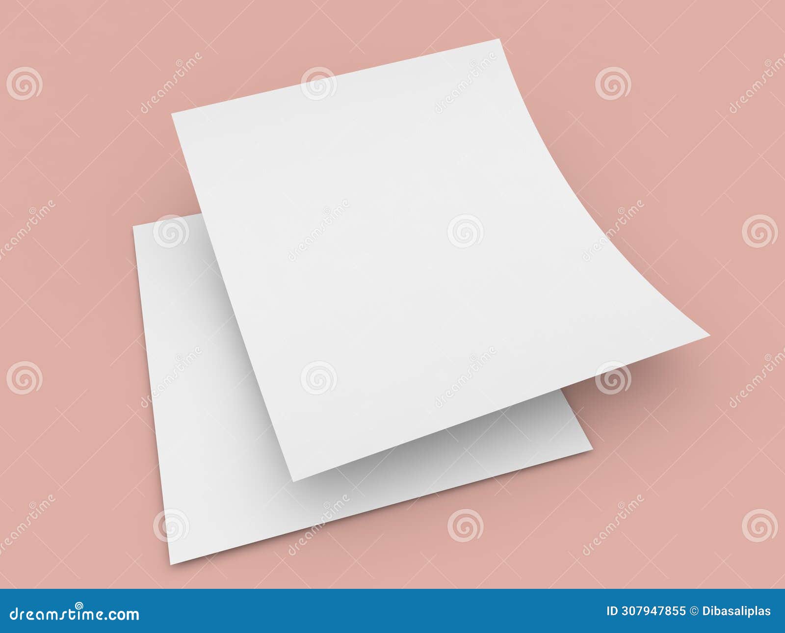 Two Sheets of A4 Paper on a Pink Background. Stock Illustration ...