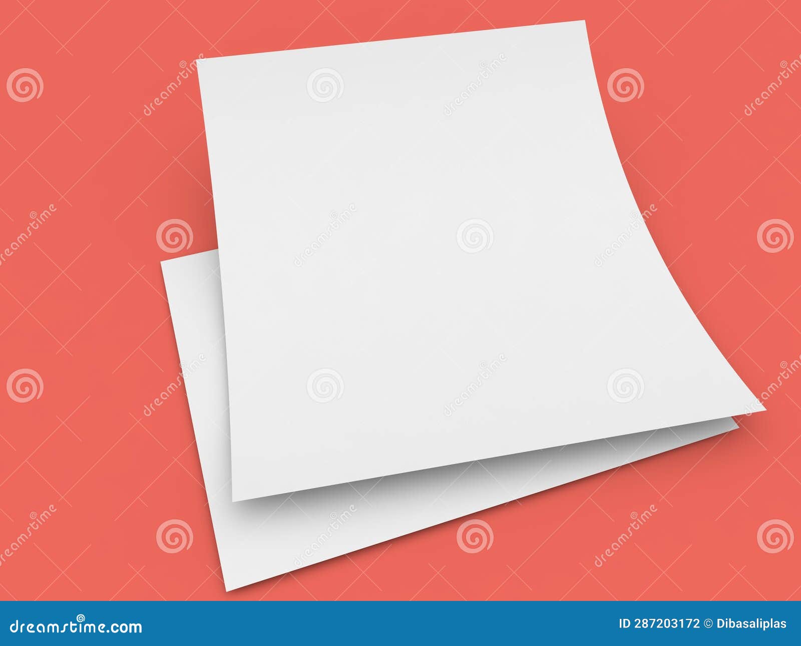 Two Sheets of A4 Paper on a Red Background. Stock Illustration ...