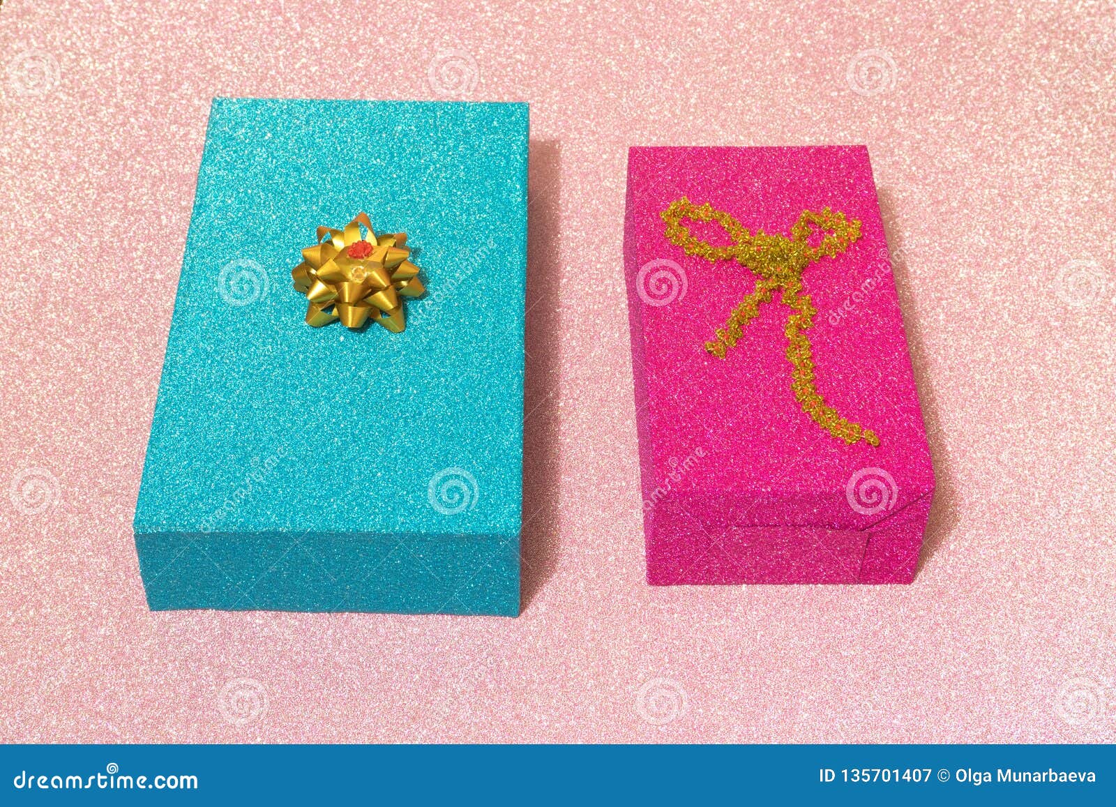 Two Shiny Blue and Crimson Boxes on a Pink Shiny Background Stock Image ...