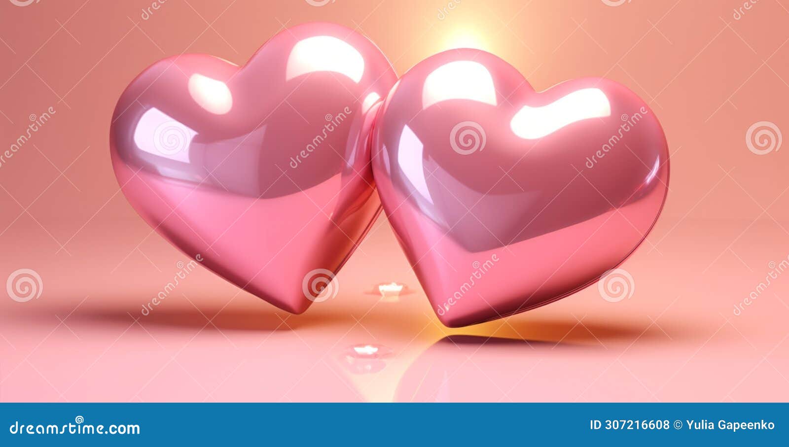 Two Shiny and Pink Heart in the Pink Color, Stock Photo - Image of ...
