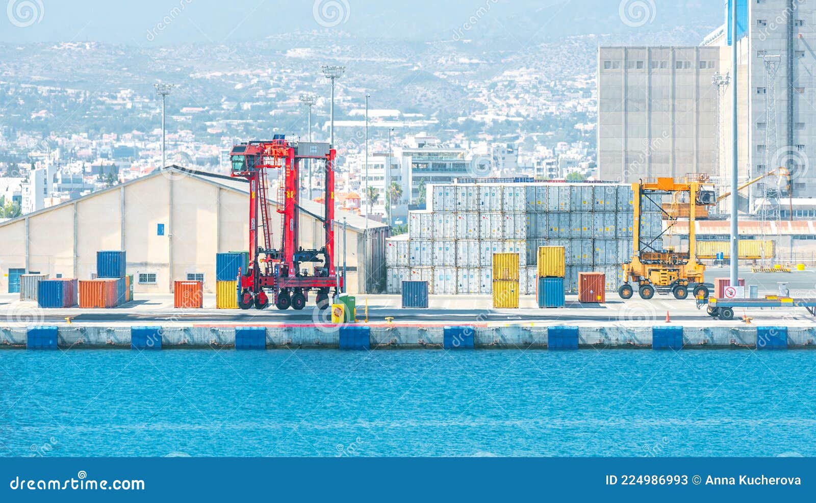 Two Shipping Container Carriers at Port Cargo Terminal Stock Image ...