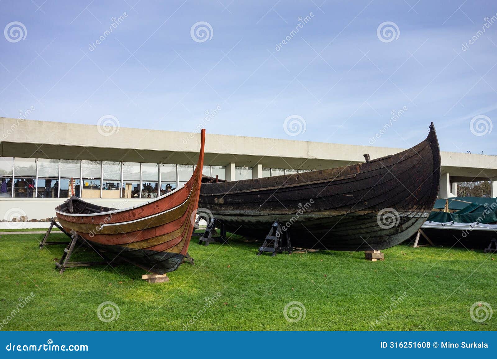 Two Ships in Front of Viking Ship Museum in Roskilde, Denmark Editorial ...