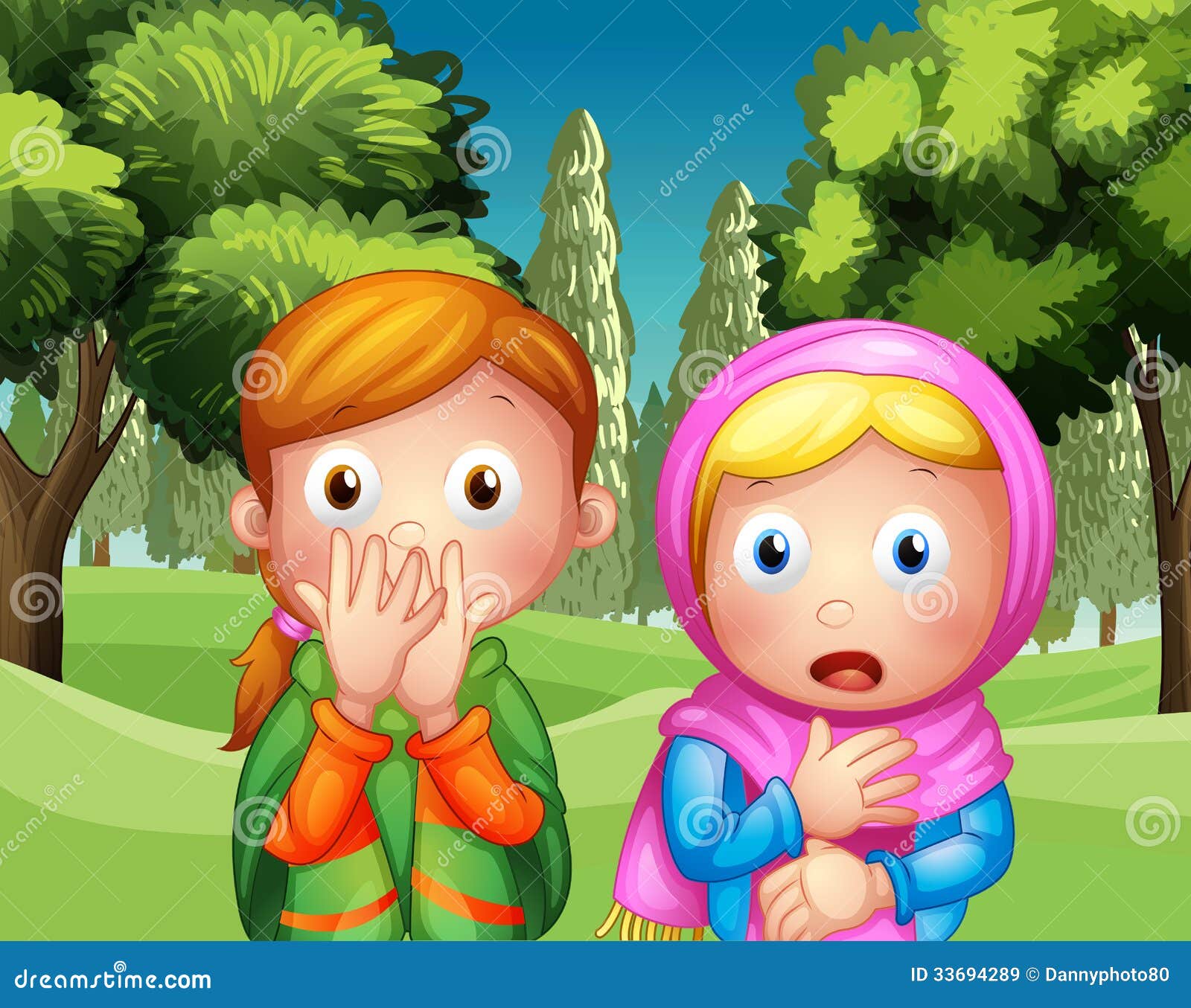 The Two Shocked Girls at the Park Stock Vector - Illustration of ...