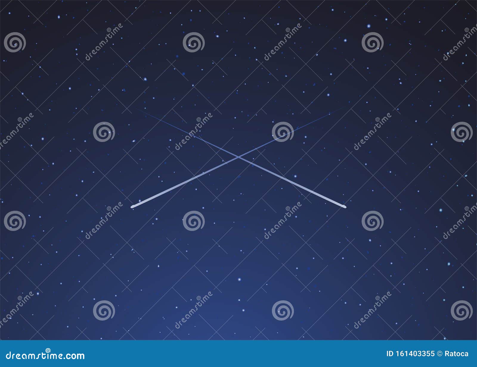 Two shooting stars crossed stock vector. Illustration of dark - 161403355