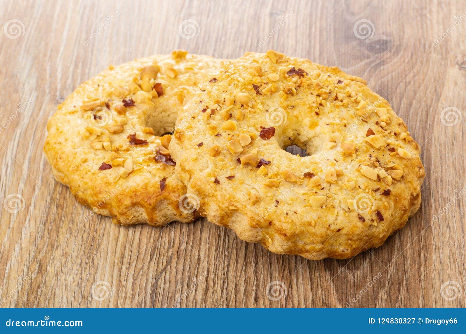 Two Shortbread Rings with Peanuts on Table Stock Image - Image of ...