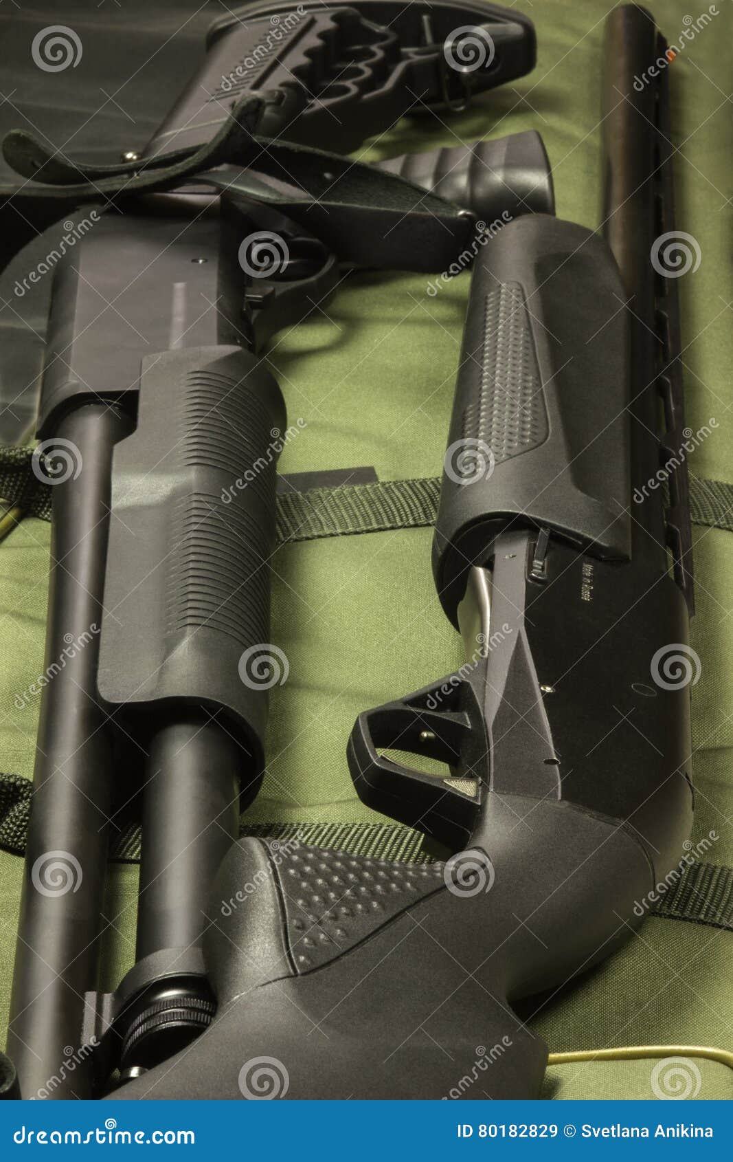 Two Shotguns. Semi Auto and Pump Shotgun. Stock Image - Image of metal ...