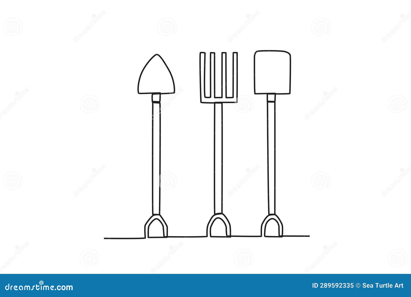 Two shovels and a rake stock vector. Illustration of watering - 289592335