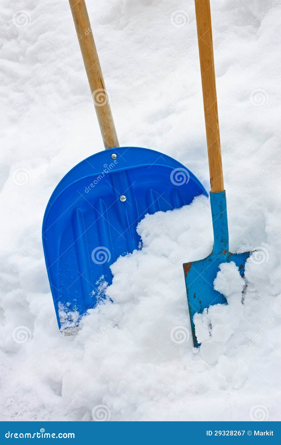 Two Shovels in the Snow Heap Stock Image - Image of outdoors, natural ...