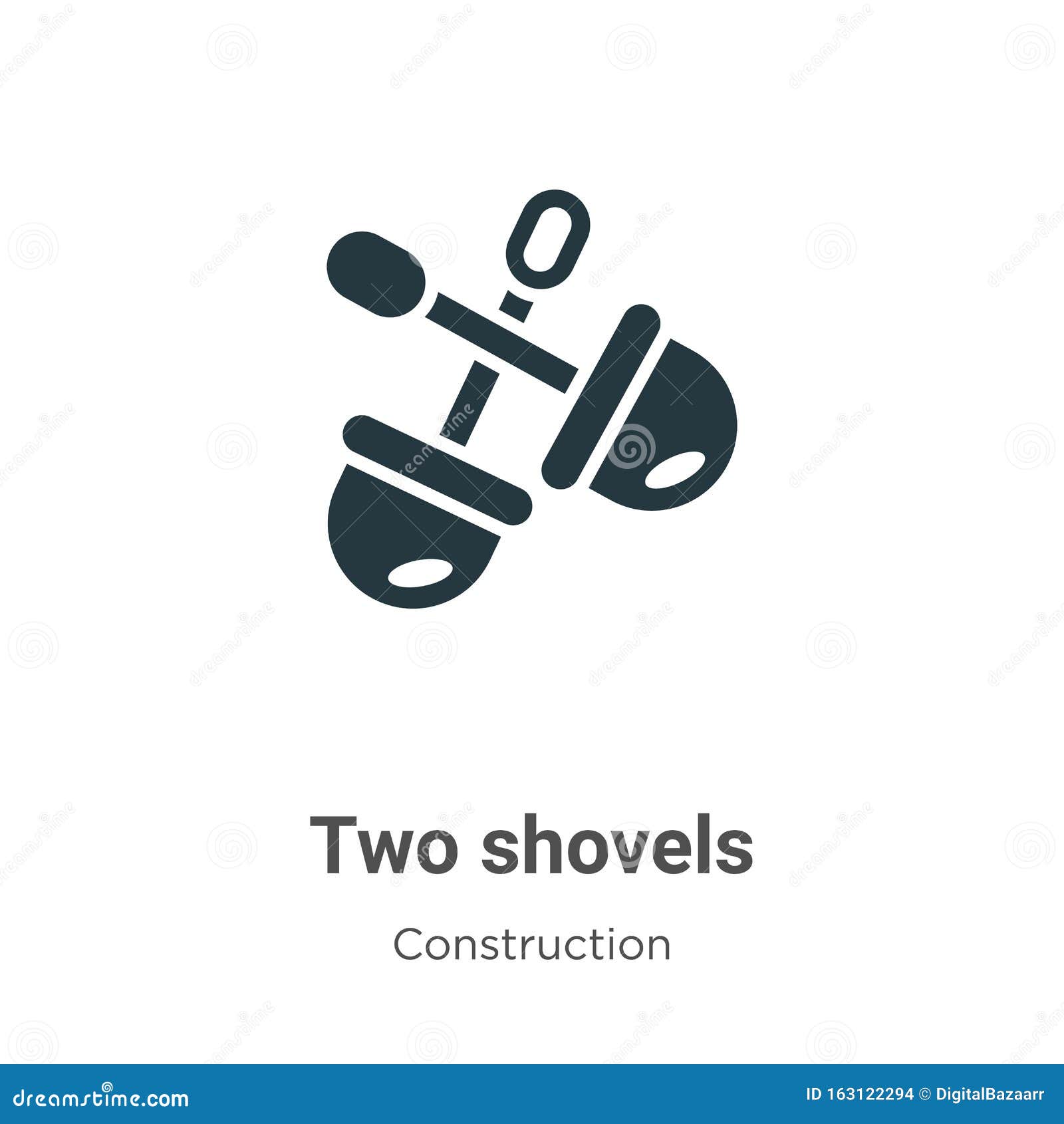 Two Shovels Vector Icon on White Background. Flat Vector Two Shovels ...