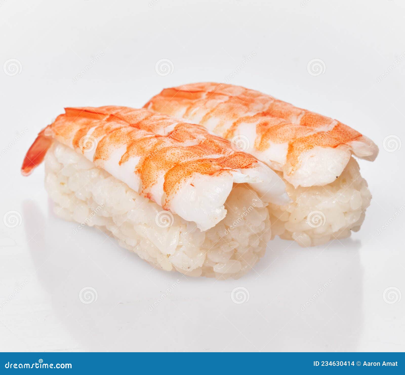 Two Shrimp Nigiri Sushi Isolated on White Background Stock Photo ...
