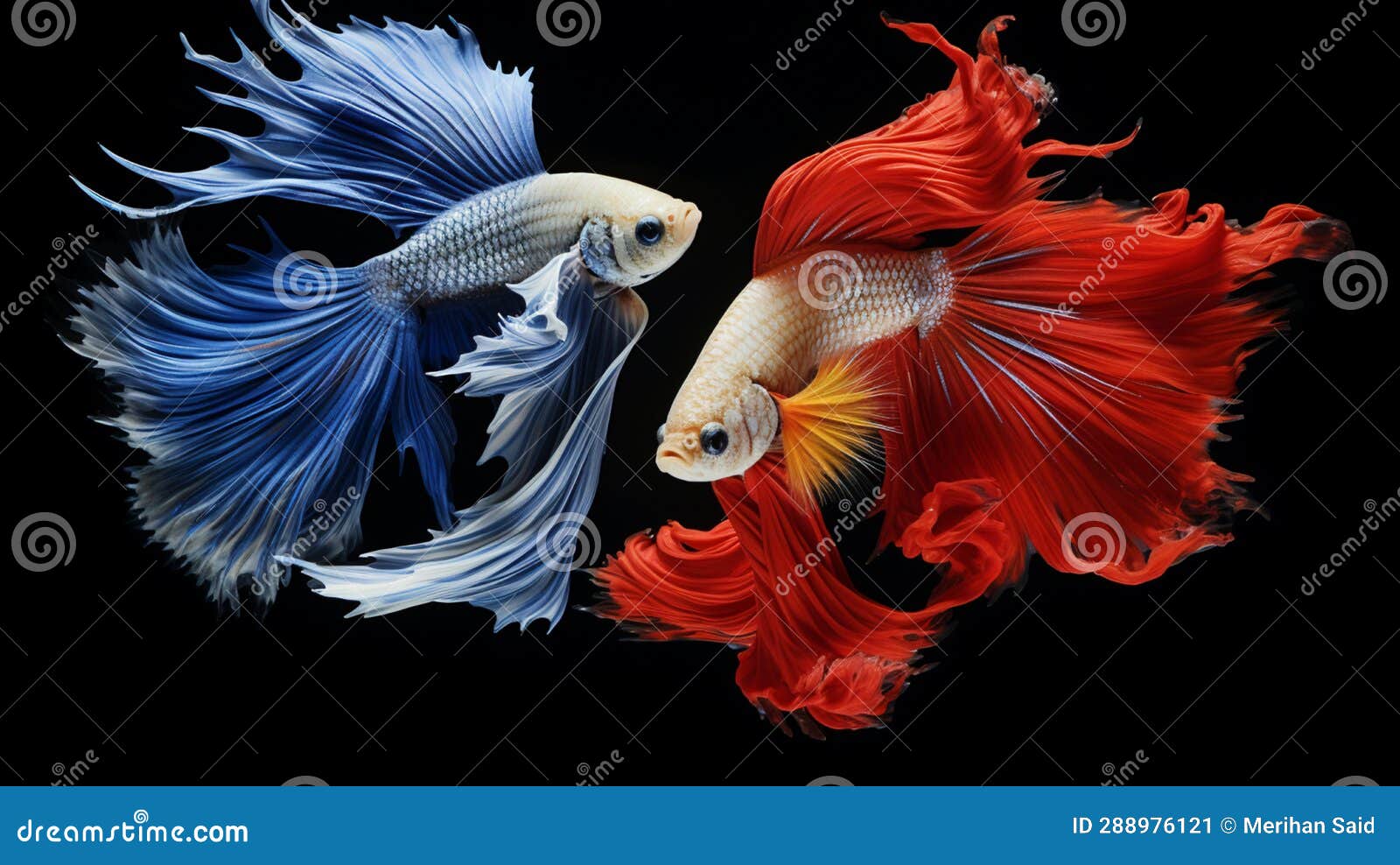 Two Siamese Fighting Fish, on a White Background, AI Generative Stock ...