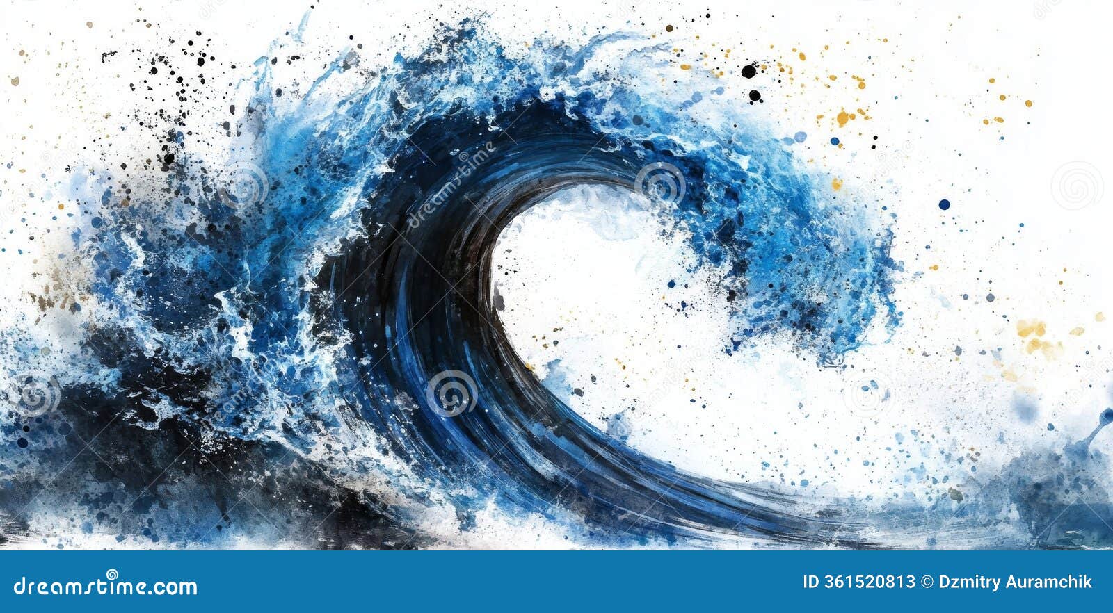 Two Side-view Ocean Waves in Watercolor, Isolated on a Transparent ...