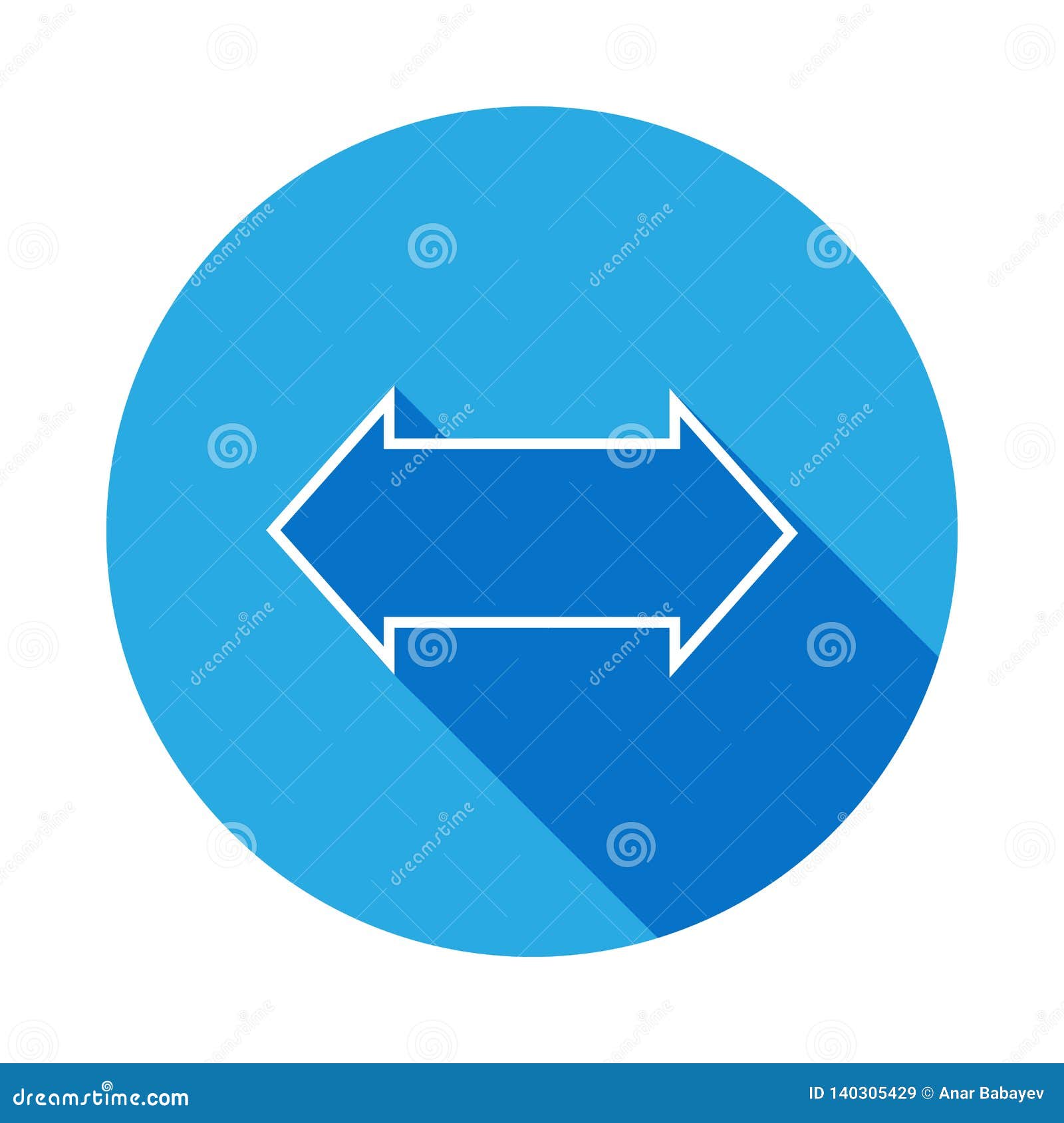 Two-sided Arrow Icon with Long Shadow. Thin Line Icon for Website ...