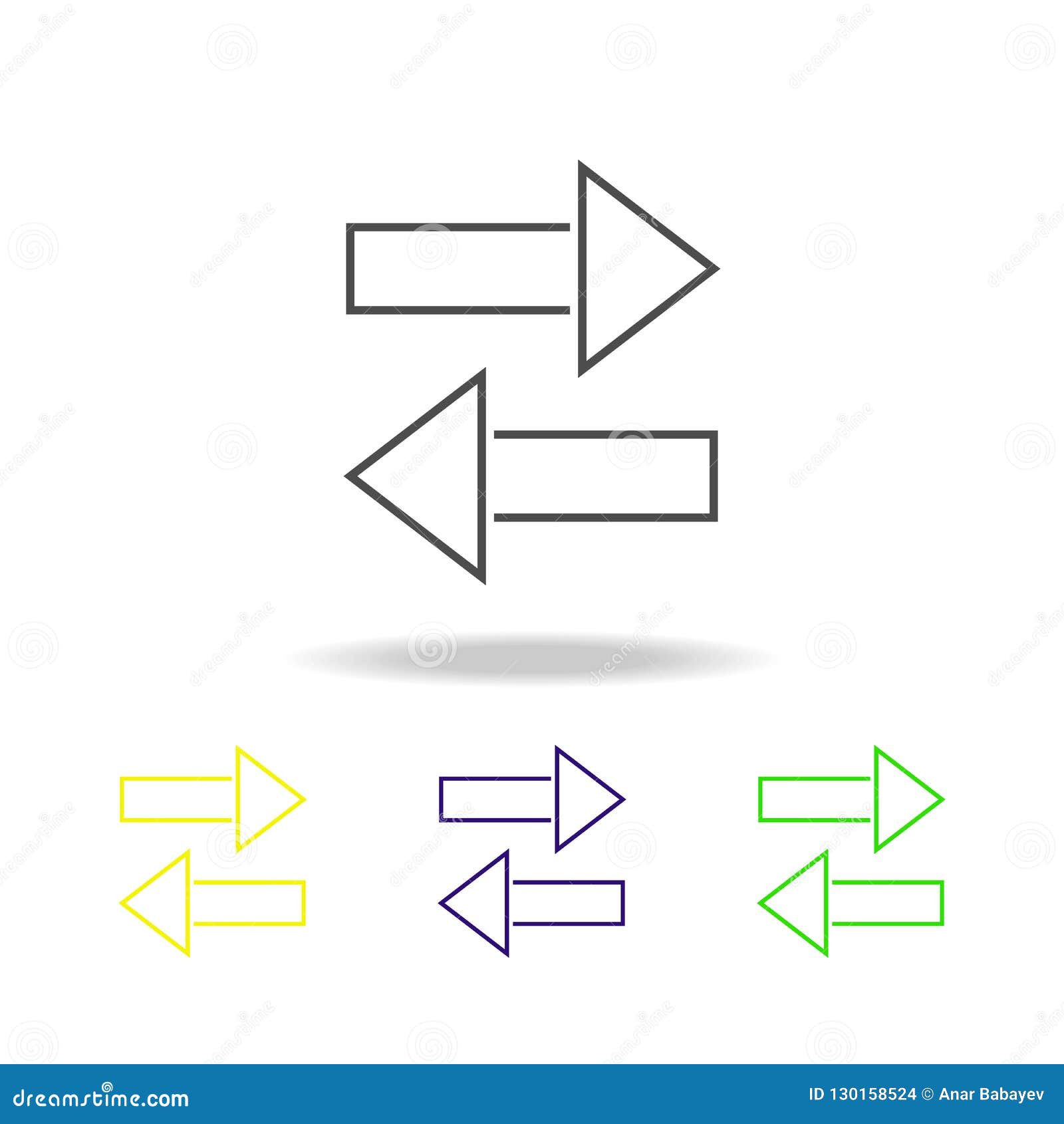 Two Sided Arrow Multicolored Icons. Thin Line Icon for Website Design ...