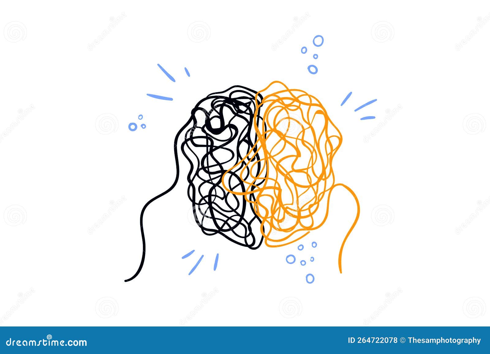 Two Sides of a Human Brain Depicted with Thread Stock Illustration ...