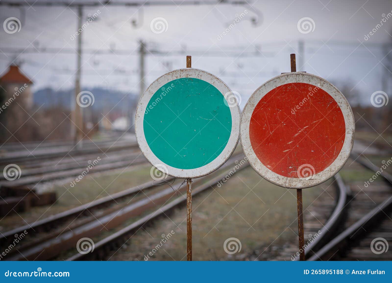 Two Signs for Closed Railway Track Standing on Tracks As a Visual Note ...
