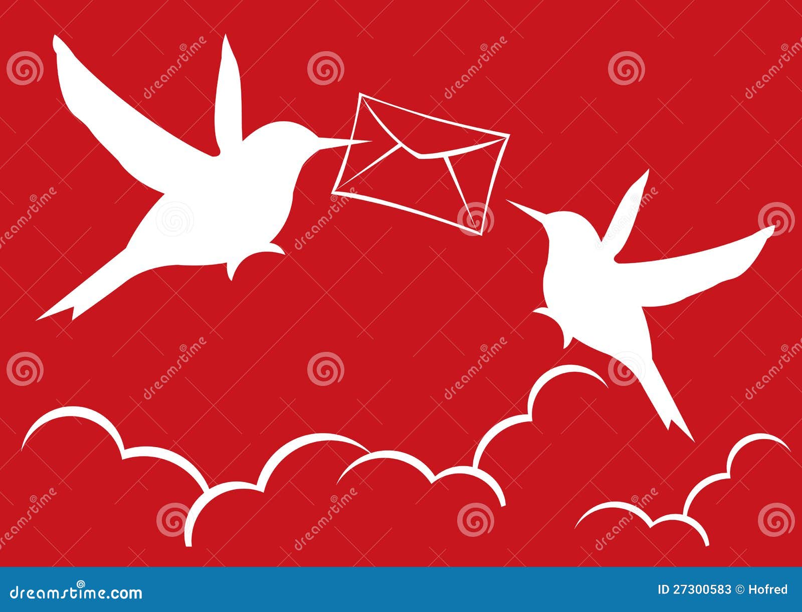 Two silhouette mail birds stock vector. Illustration of communication ...