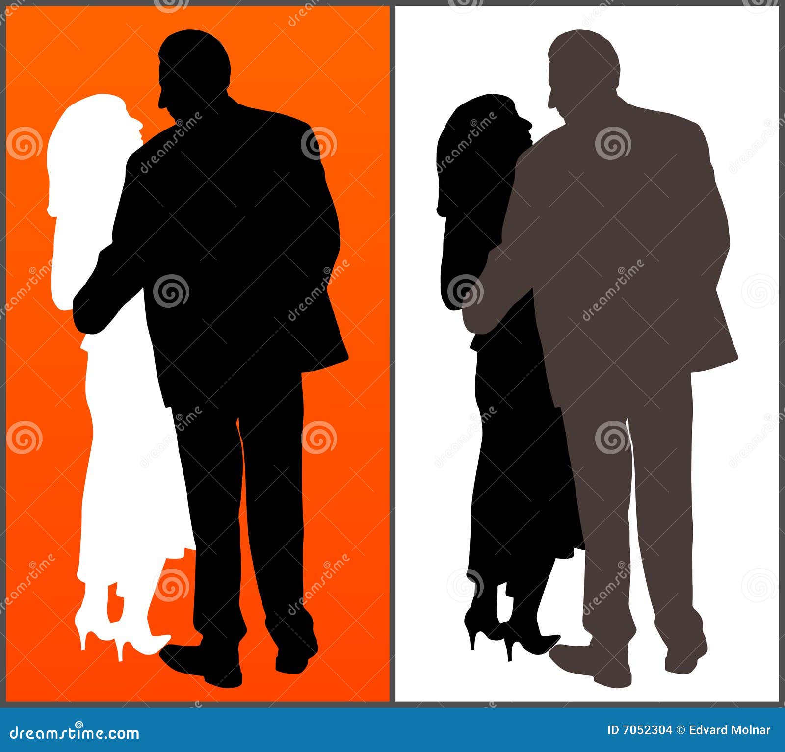 Two Silhouettes of a Couple Stock Vector - Illustration of loving ...