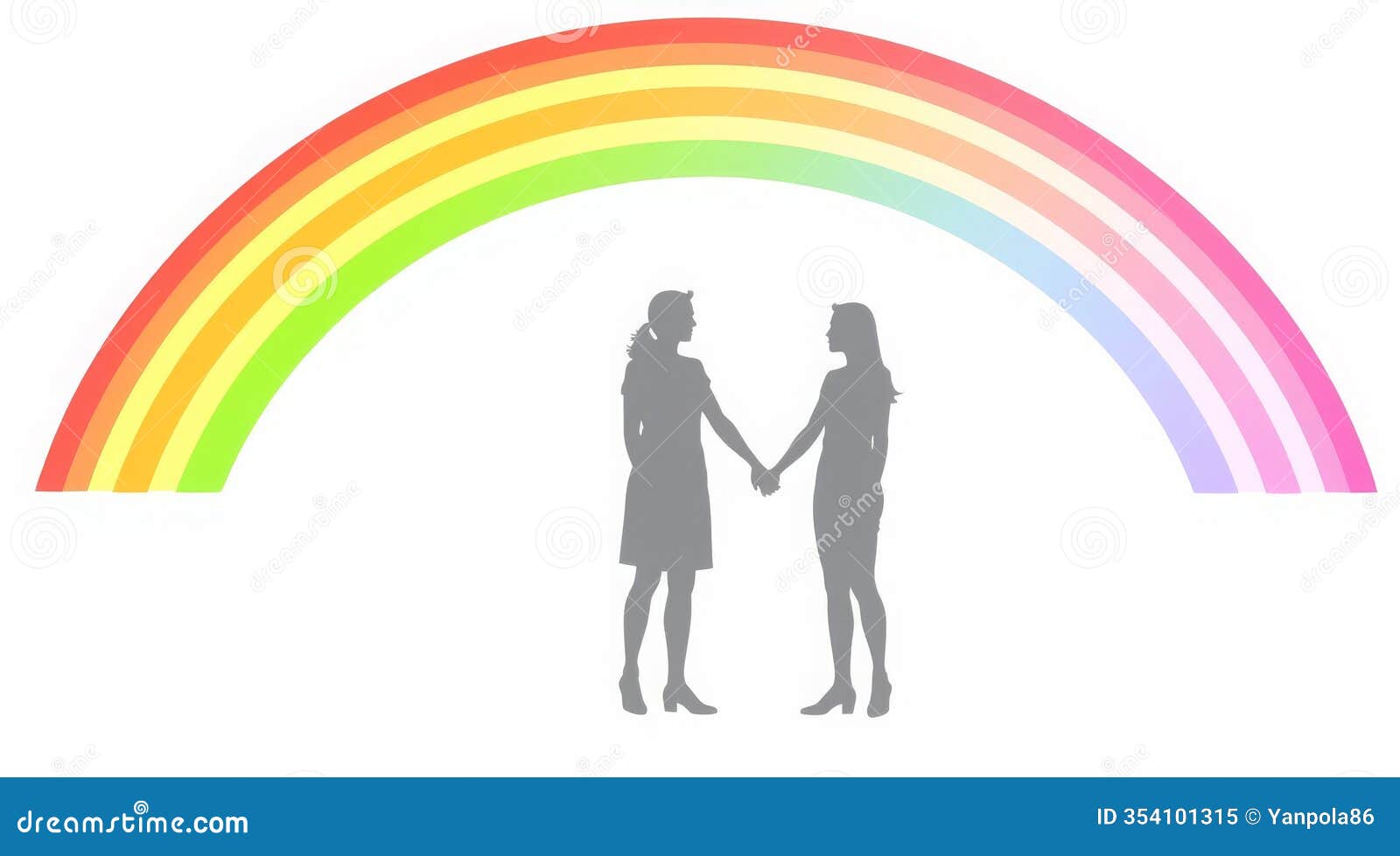 Two Silhouettes Holding Hands Under a Colorful Rainbow, Symbolizing ...