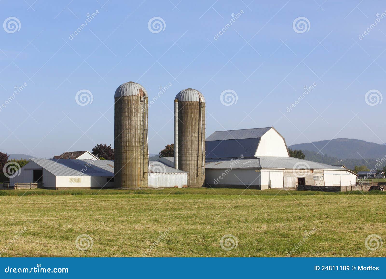 Two Silos on a Farm stock image. Image of countryside - 24811189