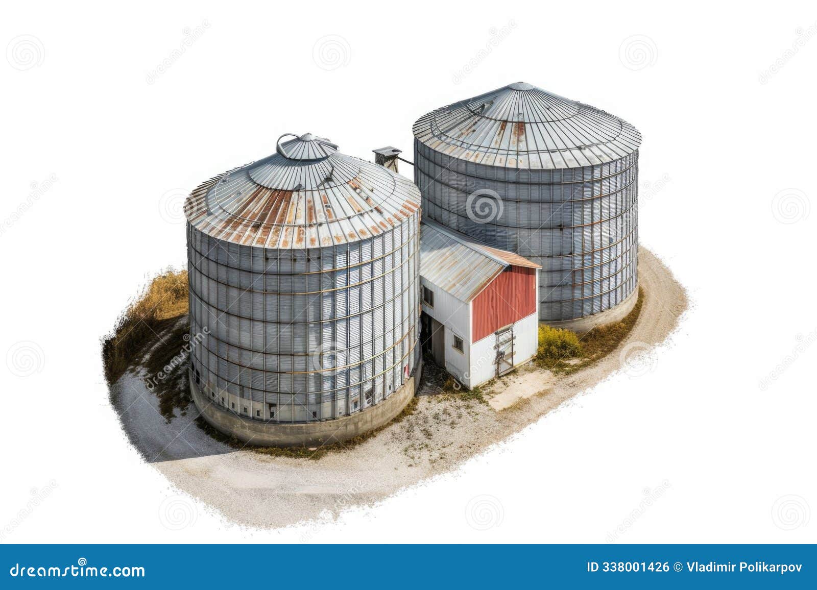 Two Silos Sit Next To Each Other in an Agricultural Setting Stock Photo ...