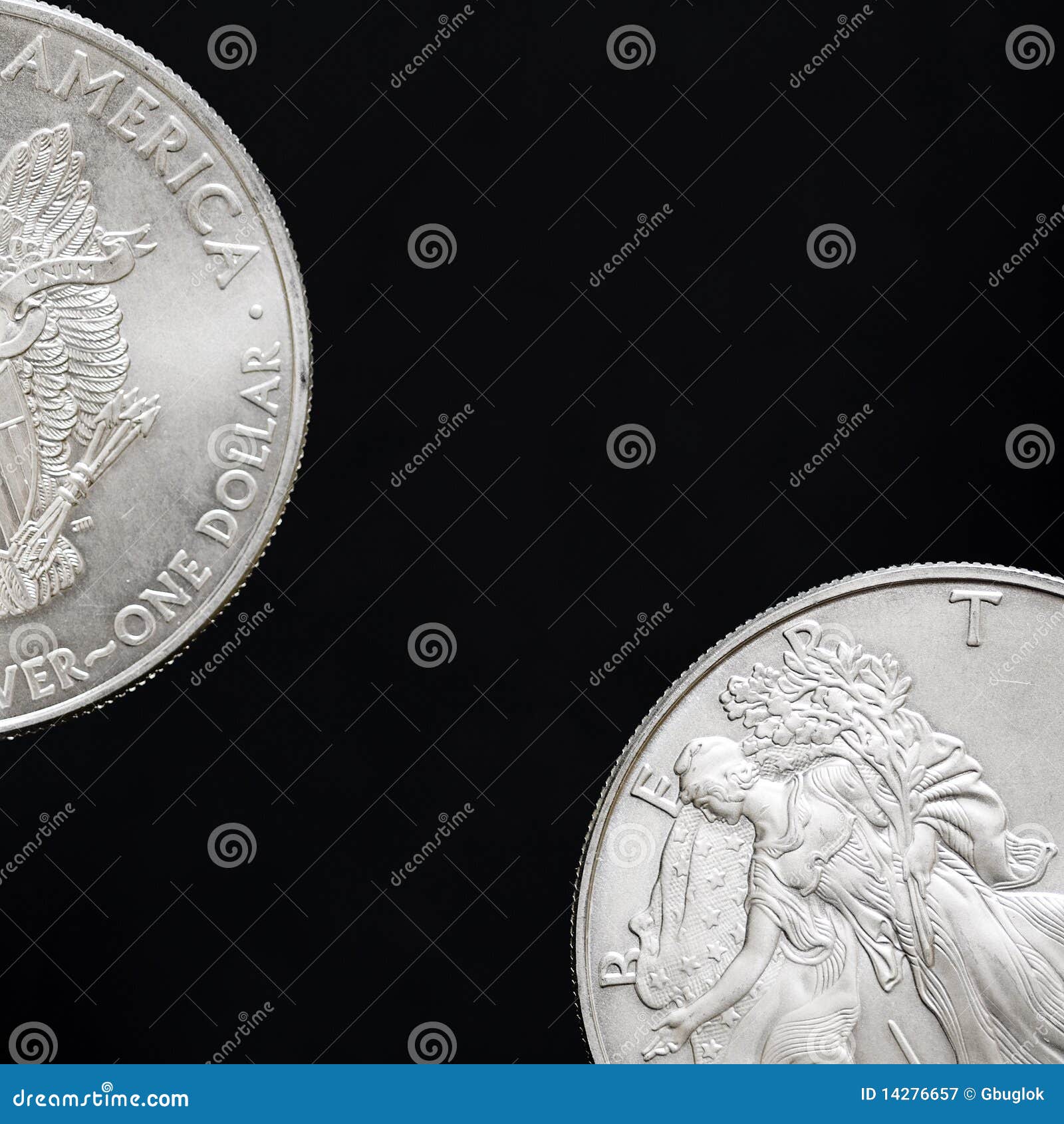 Two silver dollars, coins stock image. Image of wealth - 14276657