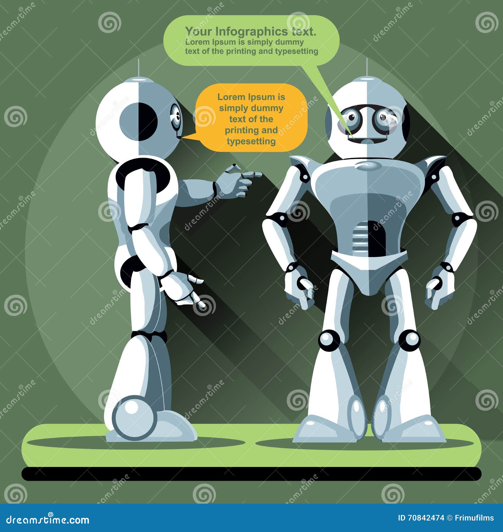 Silver Humanoid Robot Displayed As An Infographic Cartoon Vector ...