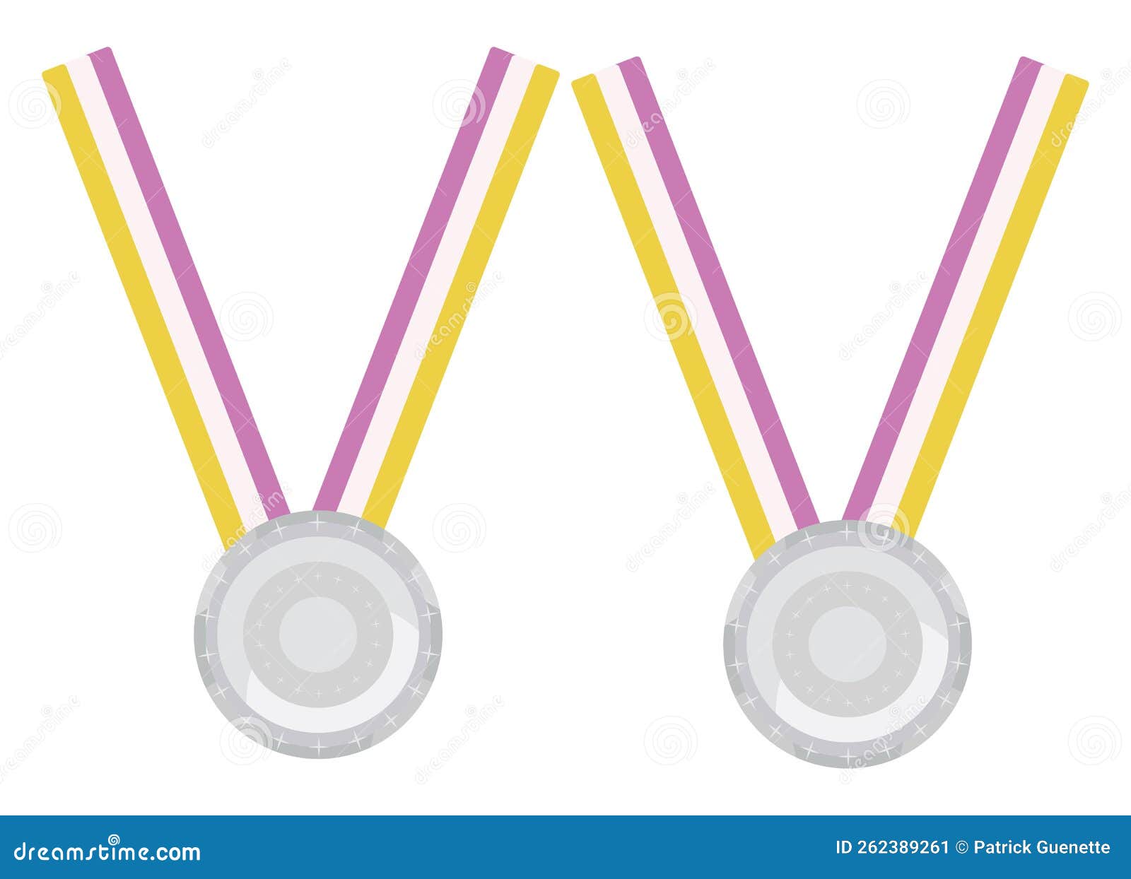 Two silver medals, icon stock vector. Illustration of render - 262389261