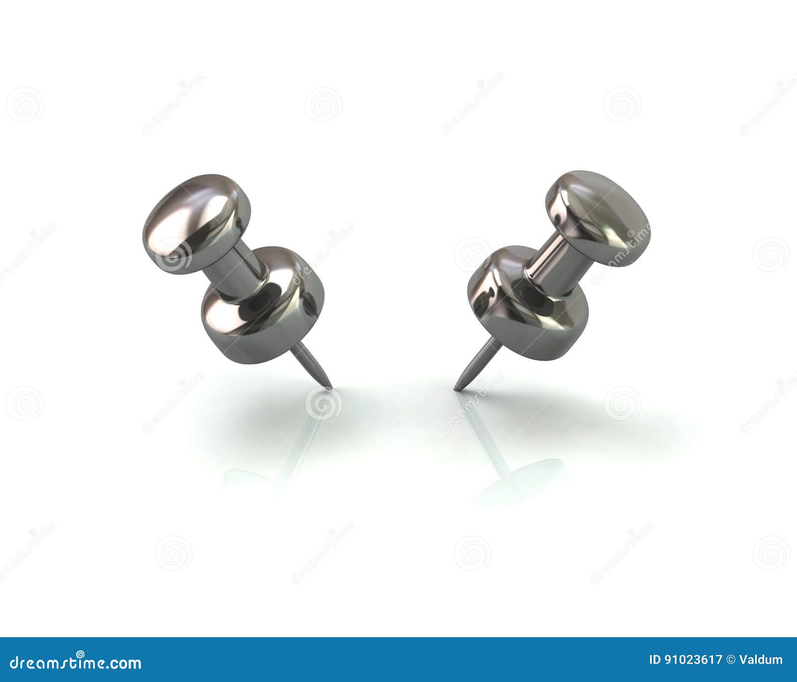 Two silver push pins stock illustration. Illustration of notepad - 91023617