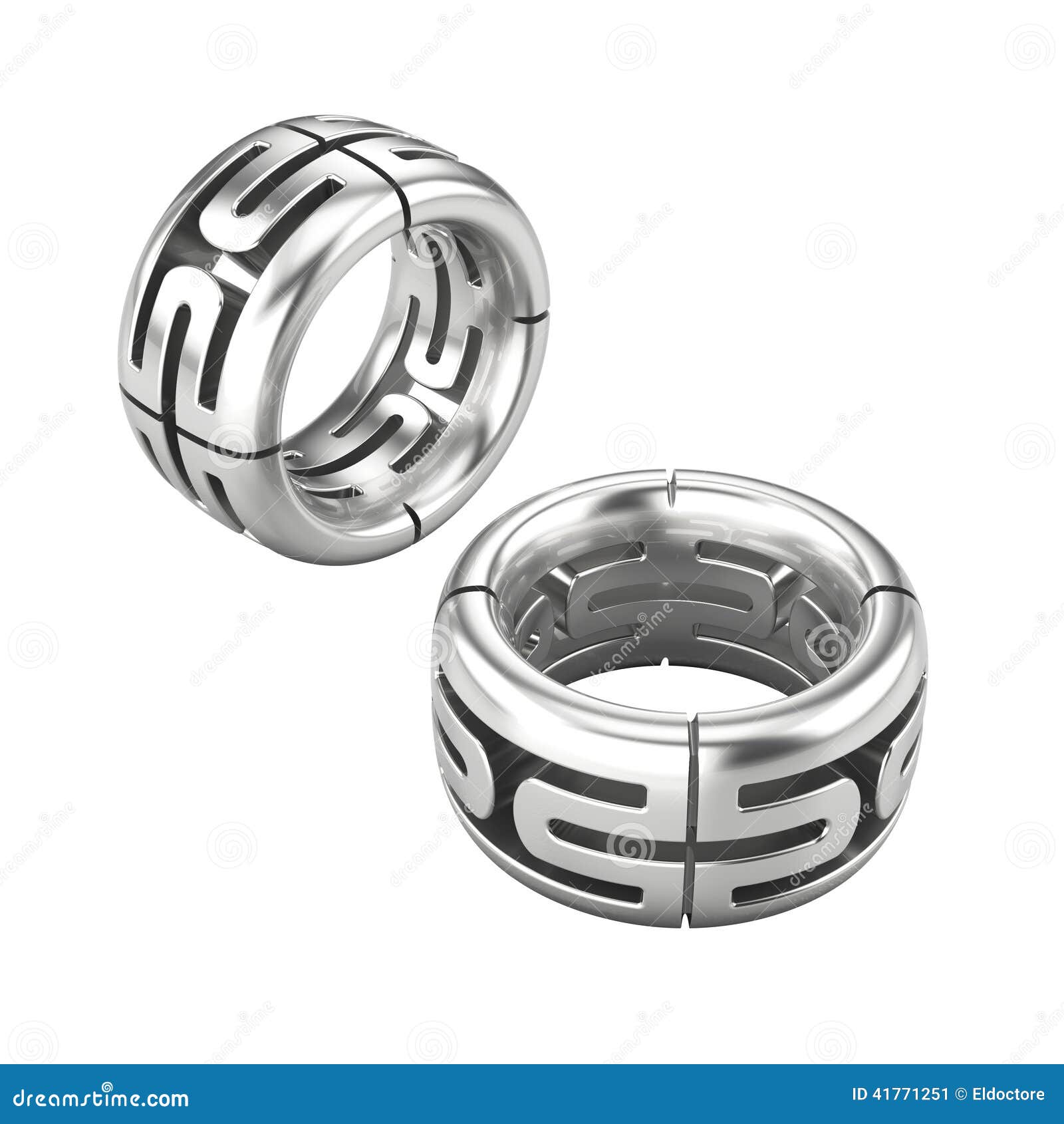Two Silver Rings Isolated on White Stock Illustration - Illustration of ...