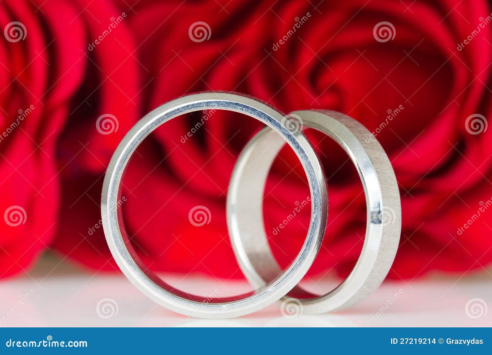 Two Silver Rings with Red Roses Stock Photo - Image of gift, marrying ...