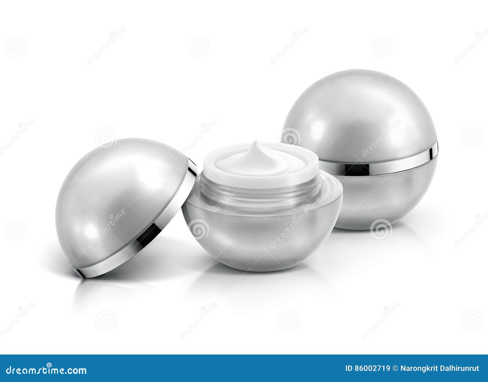 Two Silver Sphere Cosmetic Jar on White Stock Image - Image of glossy ...