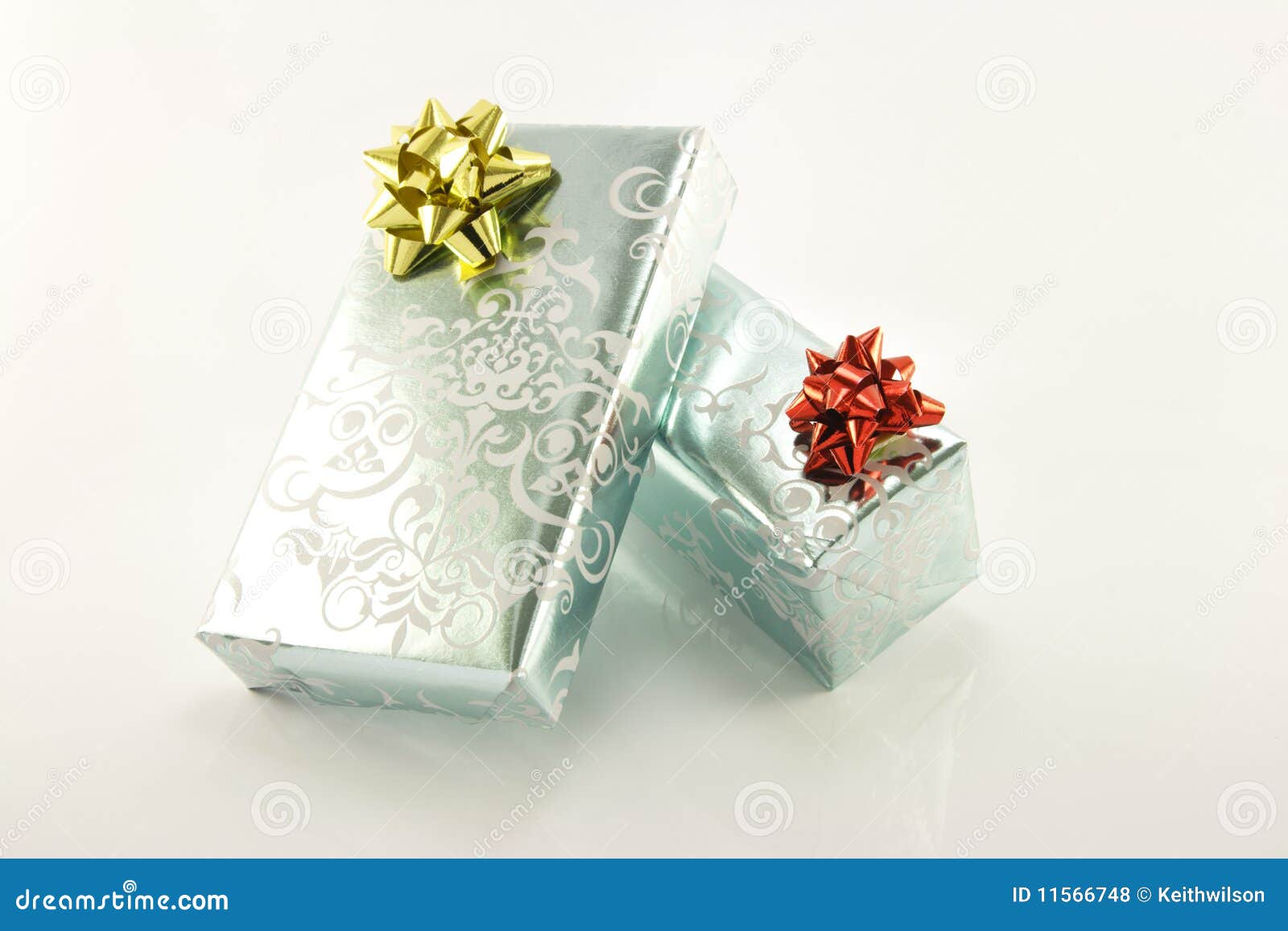 Two Silver Wrapped Gifts stock photo. Image of decorative - 11566748
