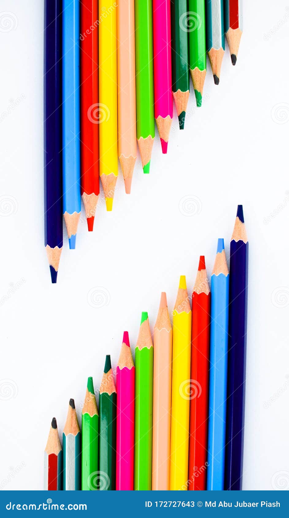 Two Similar Looking Row of Different Colored Pencil Crayons Arranged ...