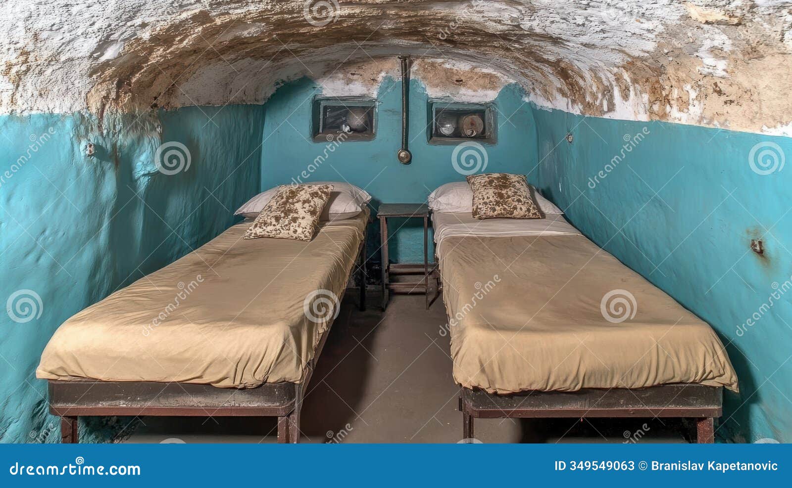 Two Beds Inside an Underground Nuclear Bunker Room Stock Image - Image ...