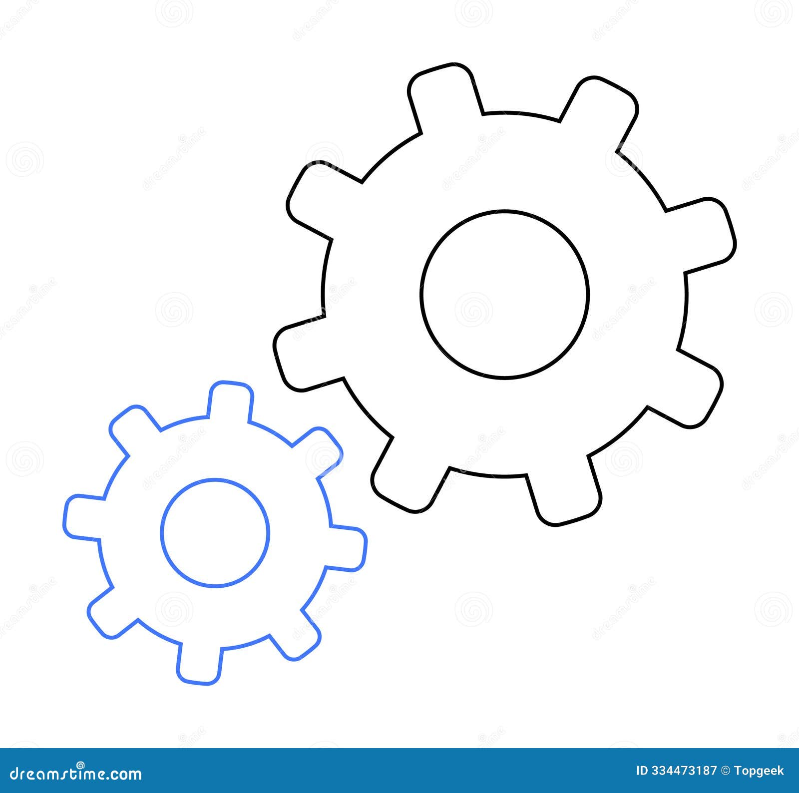 Two Interlocking Gears, One Black and One Blue, Representing Machinery ...