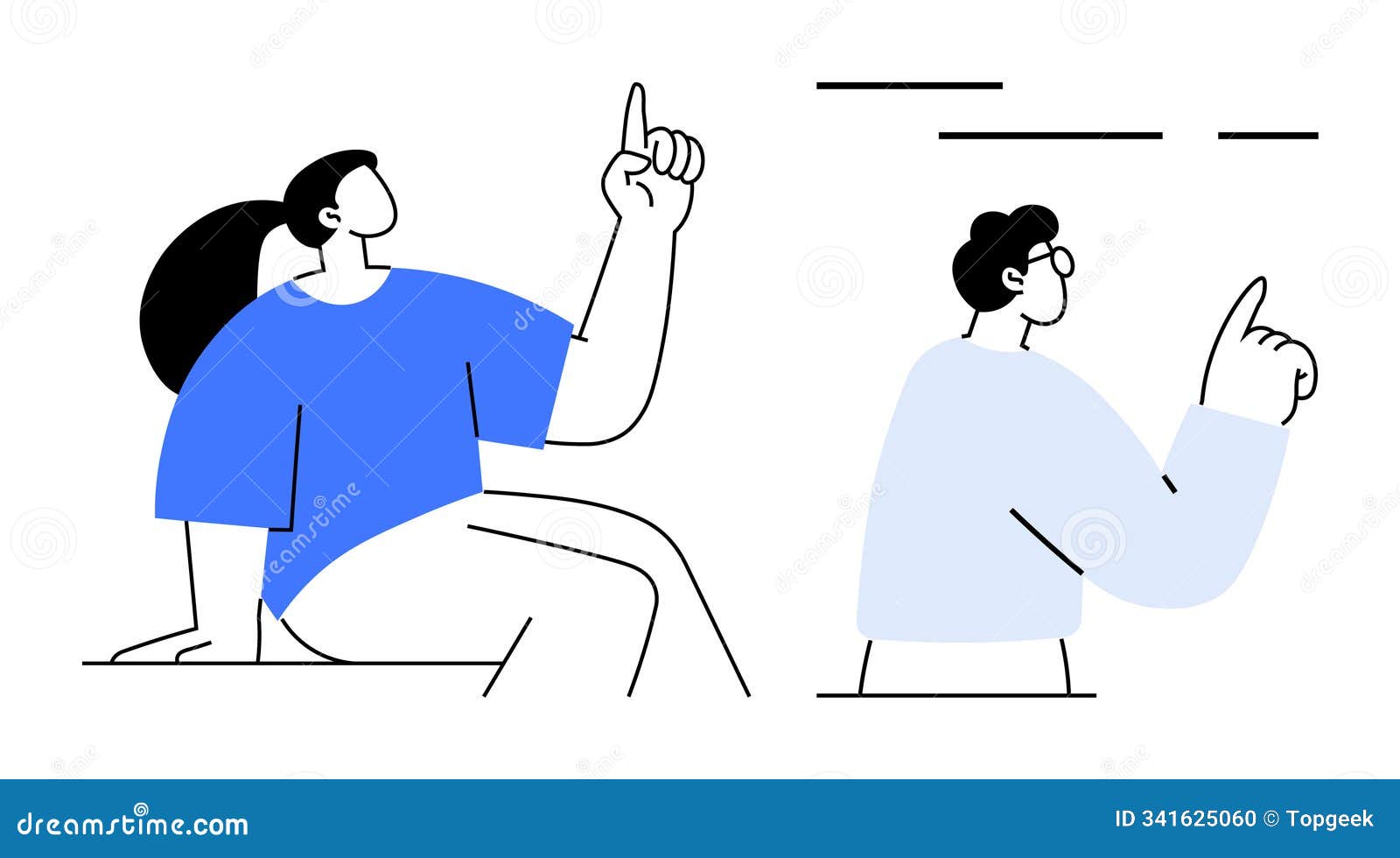 Modern Minimalistic Characters Pointing with Elevated Fingers Stock ...