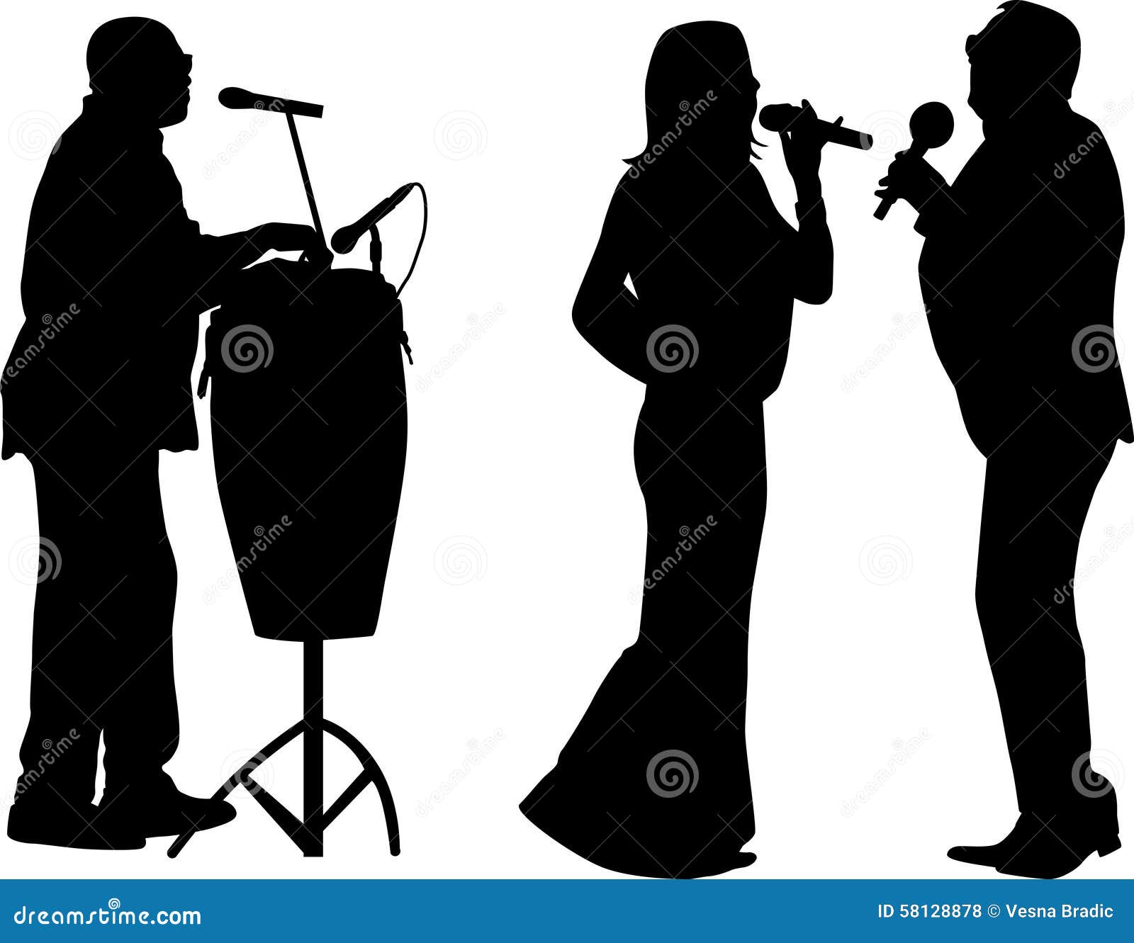 Two singer and drummer stock vector. Illustration of song - 58128878