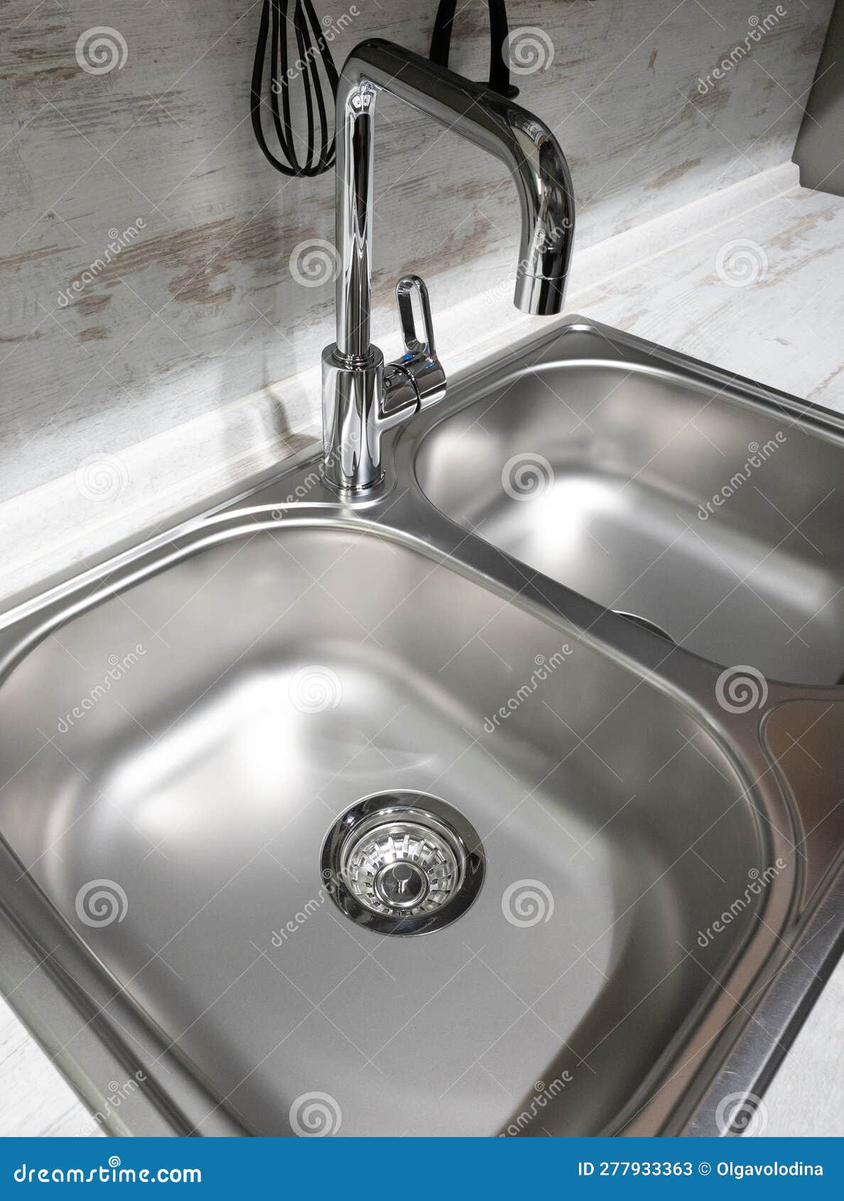 Two Sinks and a Faucet in the Kitchen Stock Image - Image of renovation ...
