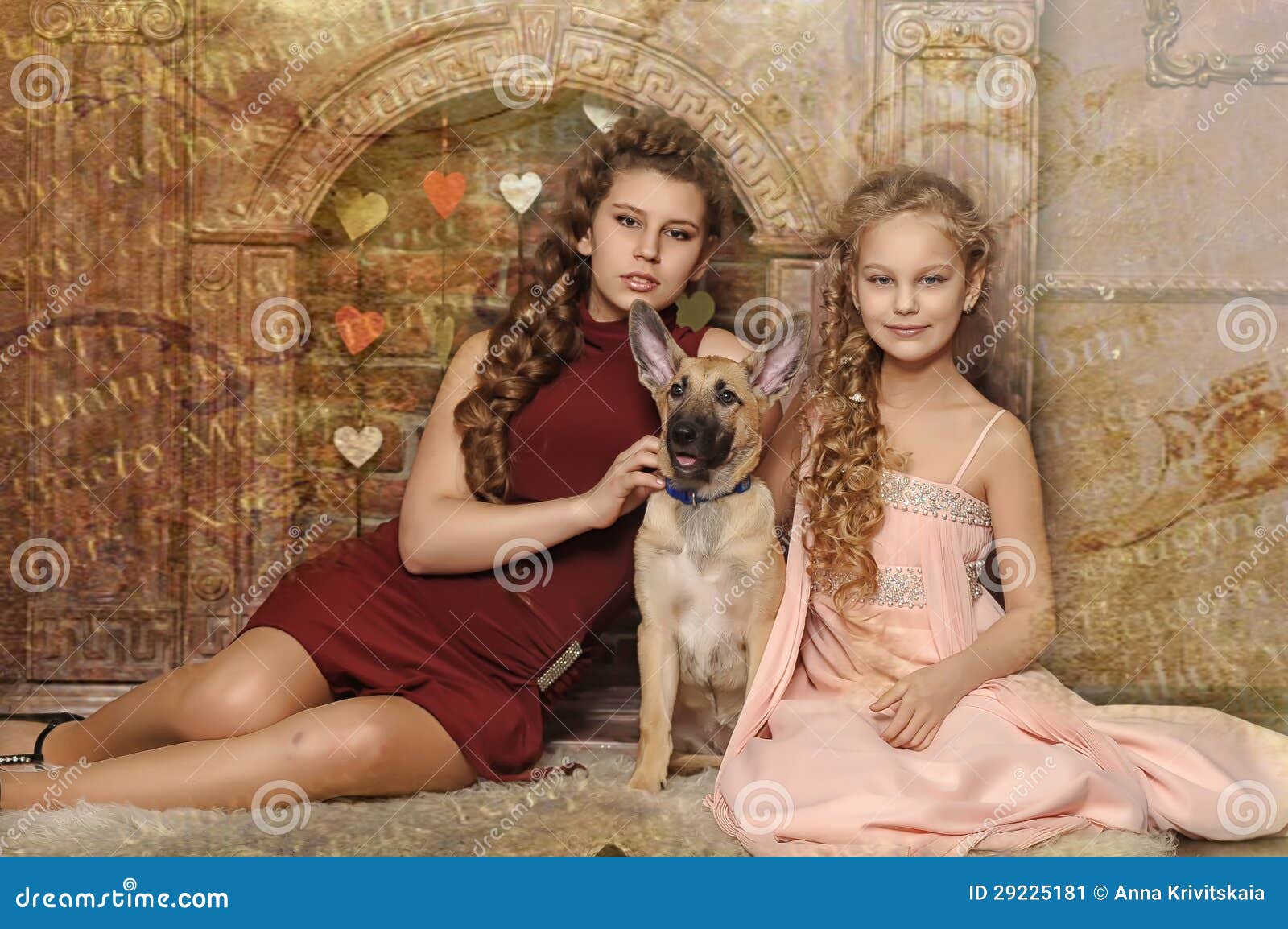 Two sisters stock image. Image of girls, brown, colorful - 29225181
