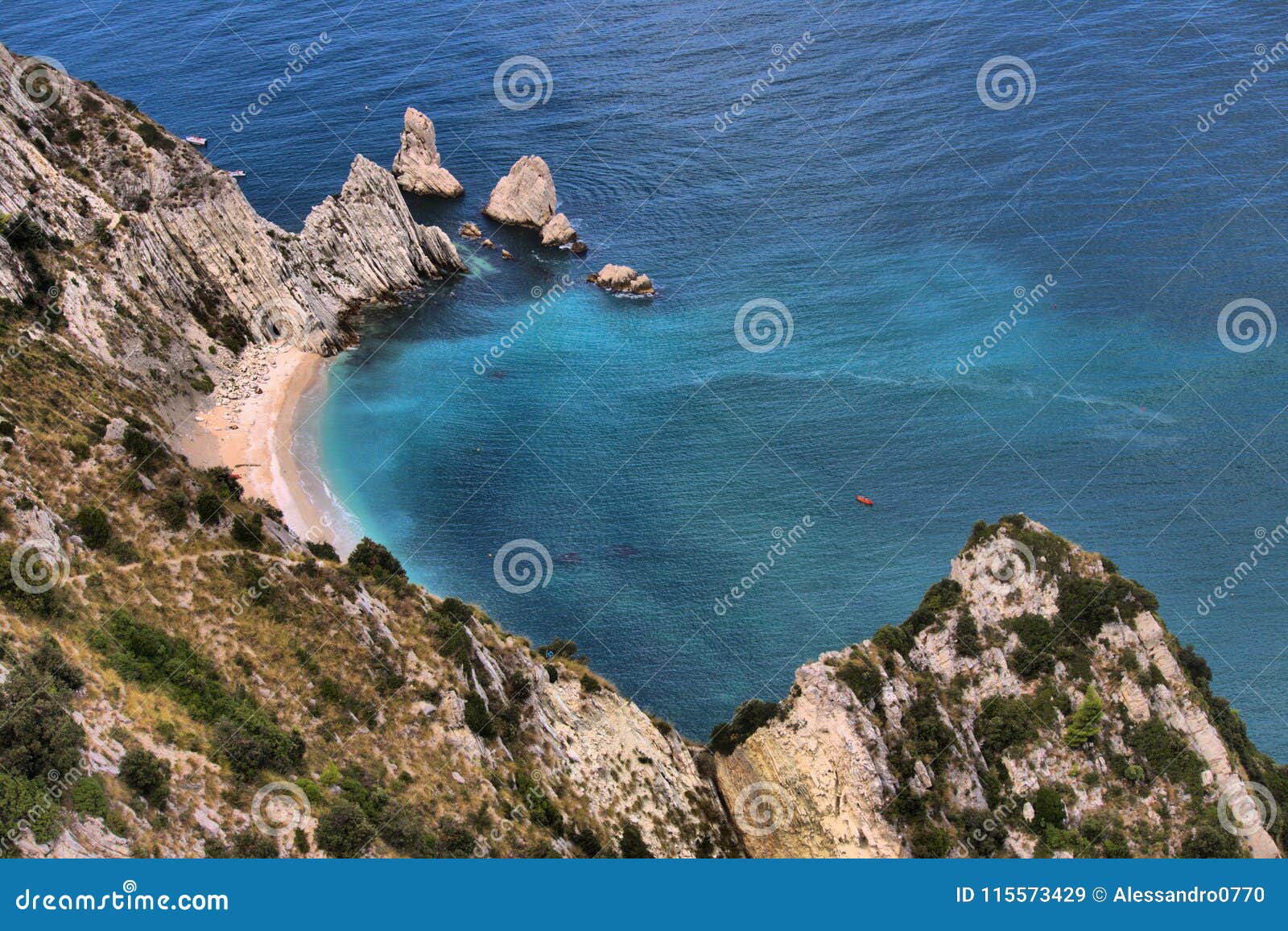 Mount Conero Bay And Promontory, Sirolo, Marche, Italy Royalty-Free ...