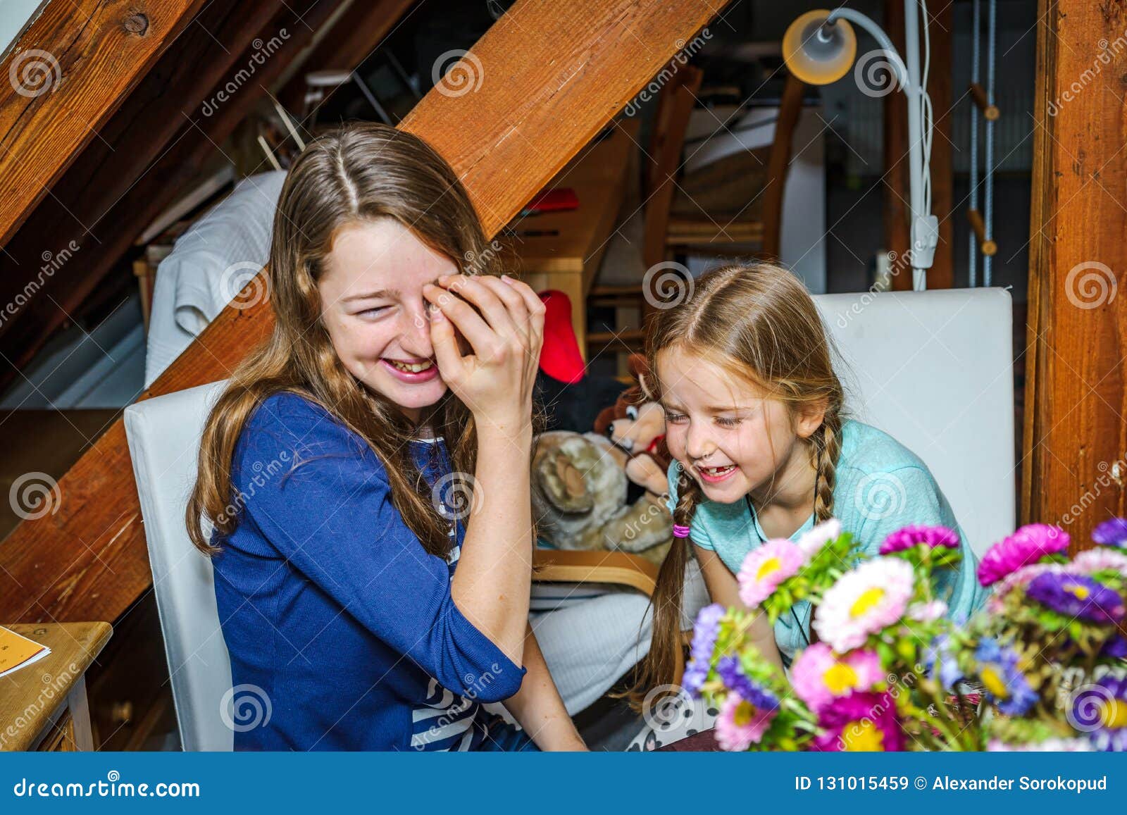 Two Sisters are Happy Together,speaking and Smiling Stock Image - Image ...