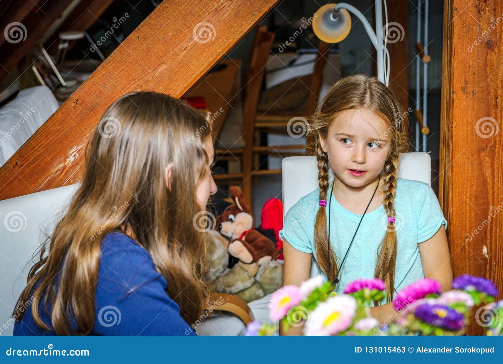 Two Sisters are Happy Together,speaking and Smiling Stock Image - Image ...